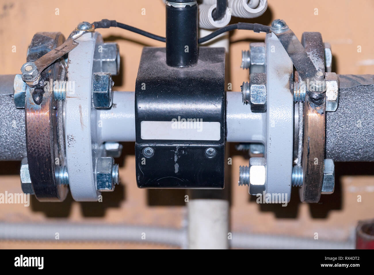 Connection of the supply pump in the home heating system Stock Photo ...