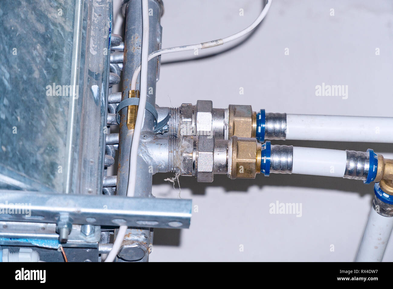 Elements of home heating system Stock Photo - Alamy