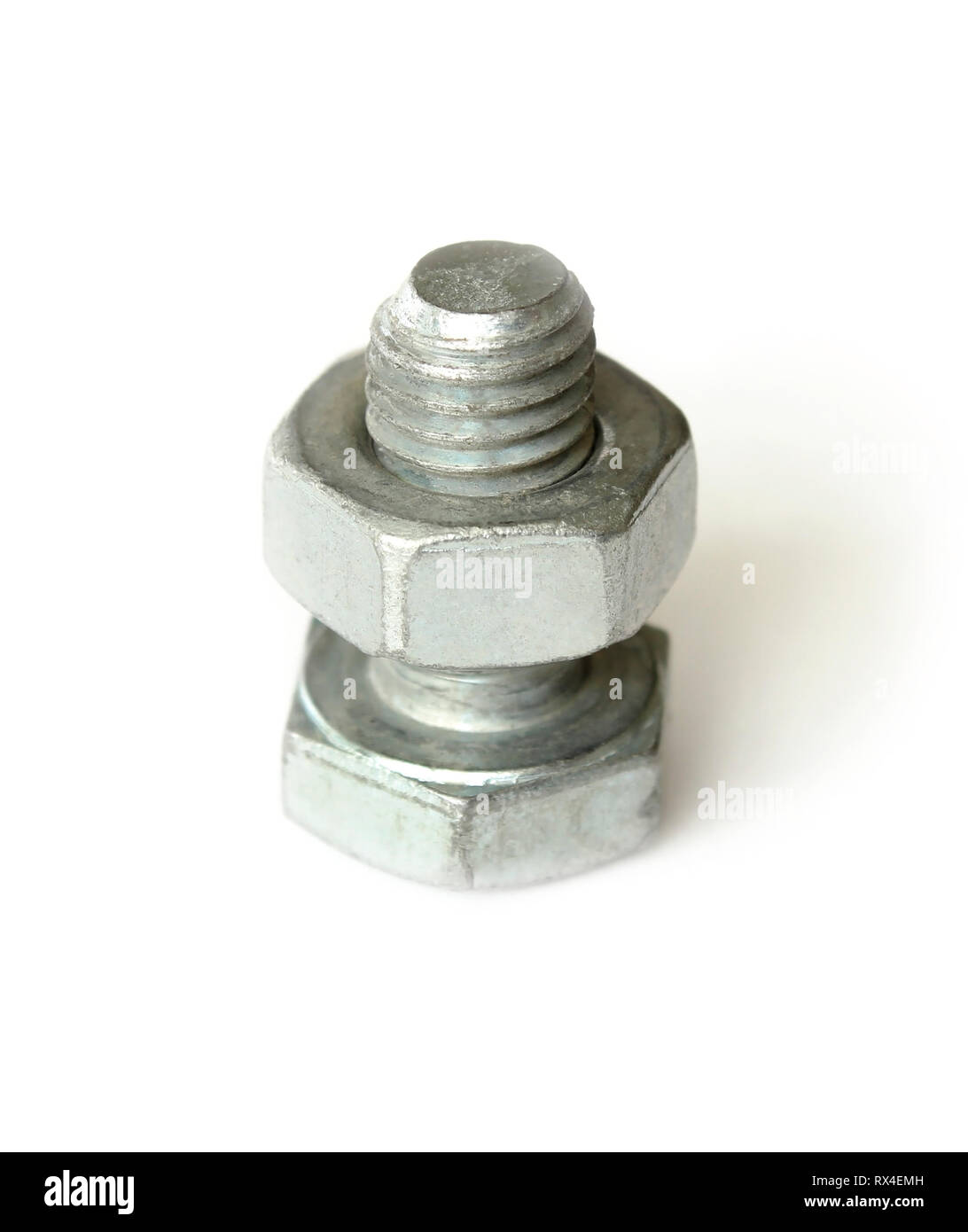 Screw bolt with nut on it isolated on a white background Stock Photo ...