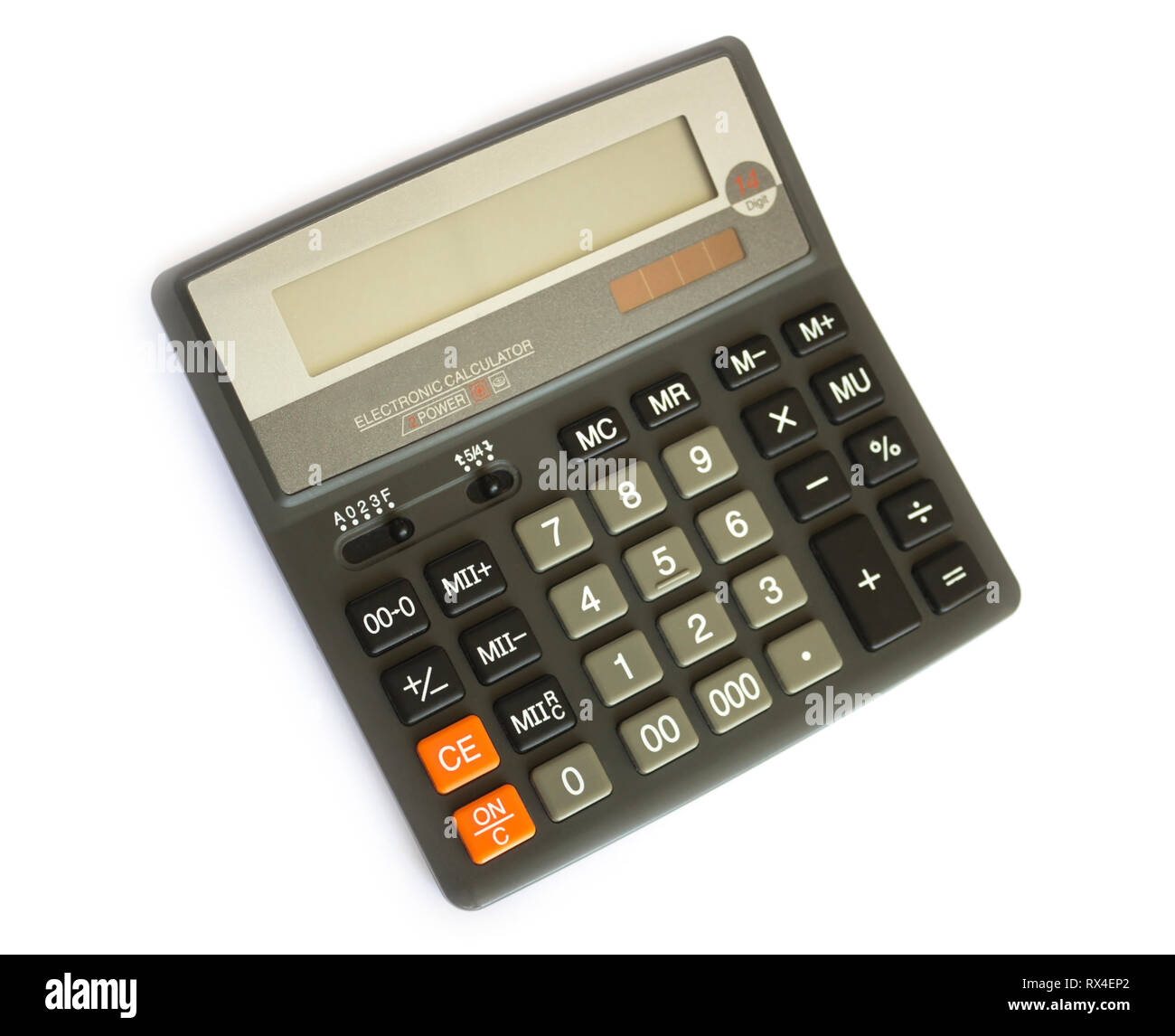 Electronic calculator close up isolated on white background Stock Photo ...