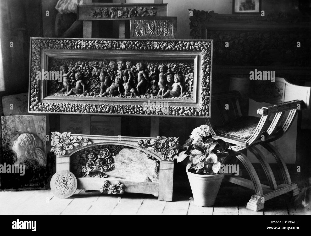 Europe, Italy, Calabria, fagnano castle interior art Baron school ...