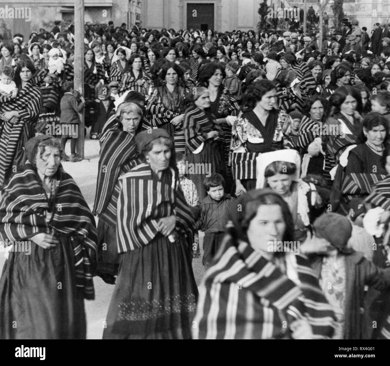 Europe, Italy, Calabria, crowd in procession for Holy Week, 1920 Stock ...