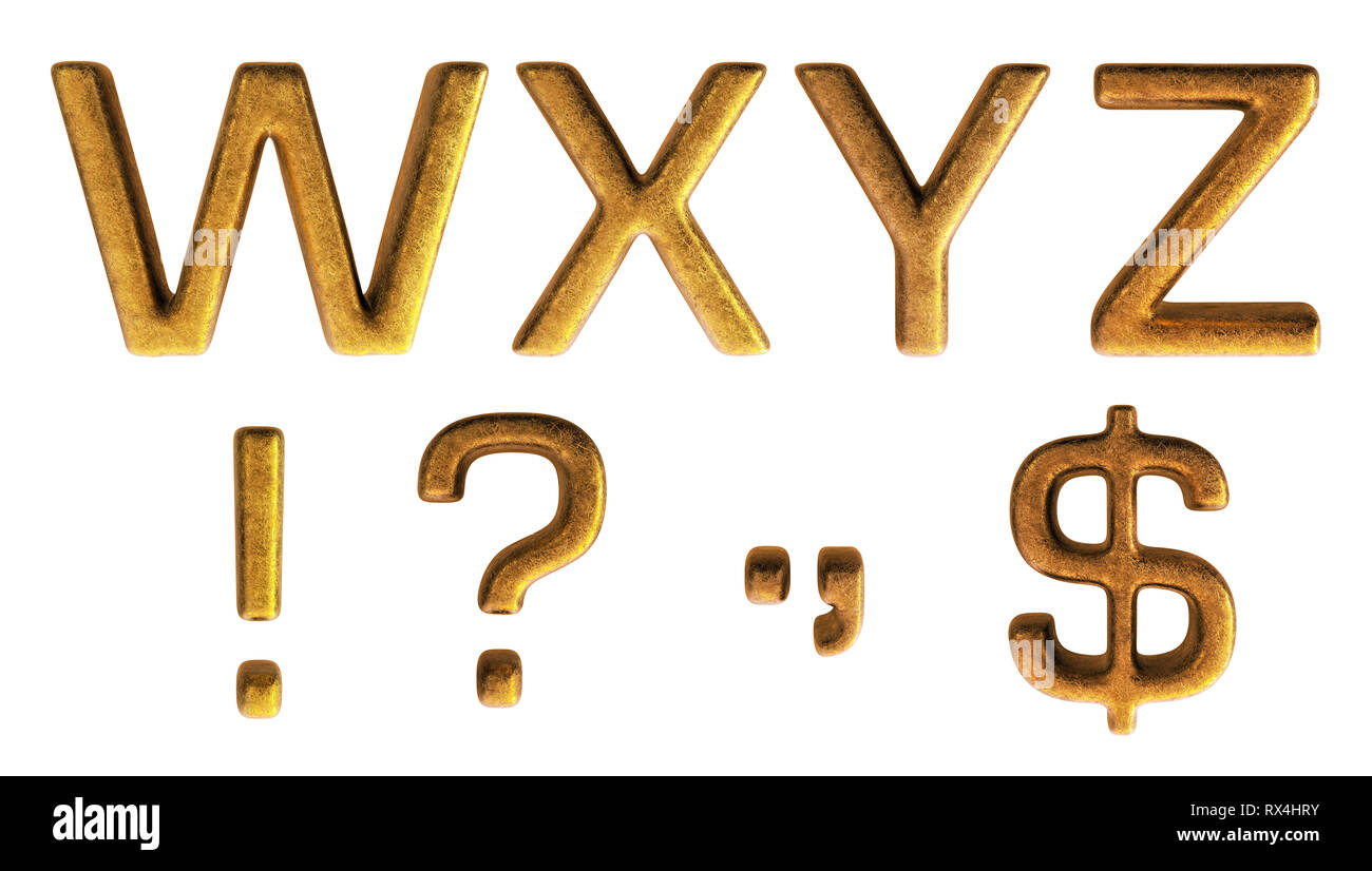 Gold Alphabet (Letters, Numbers and Punctation Marks) 3D Render ...