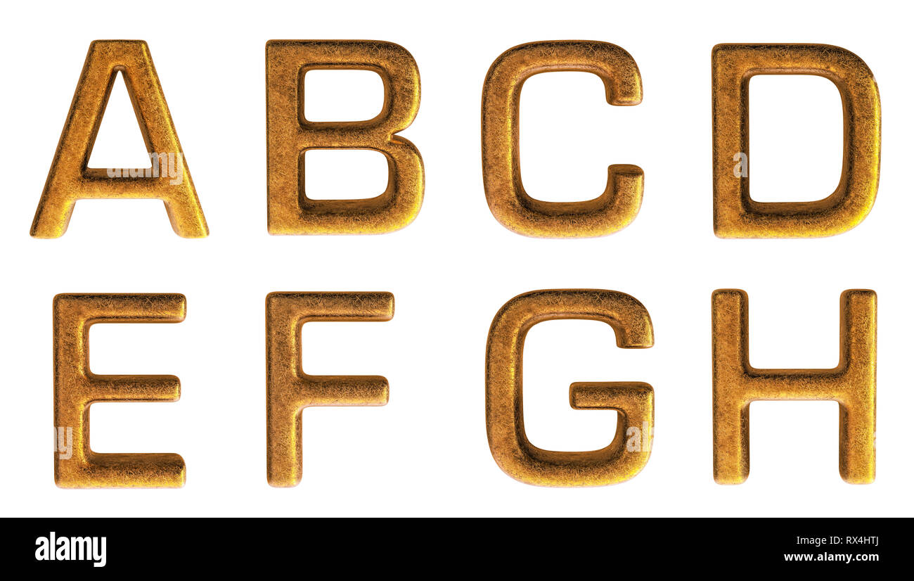 Gold Alphabet (Letters, Numbers and Punctation Marks) 3D Render ...