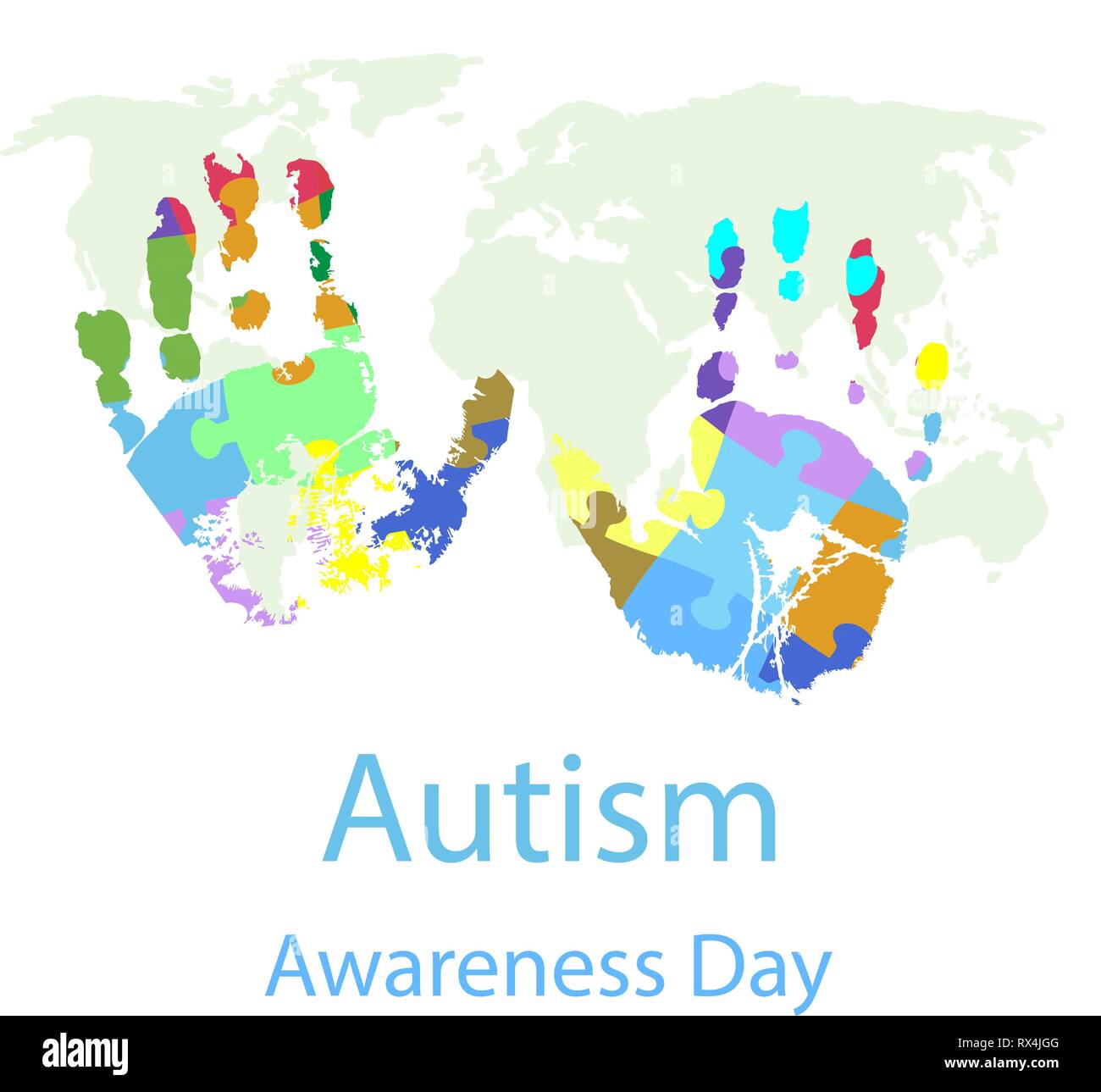 World autism awareness day. Symbolic prints of children's palms from ...