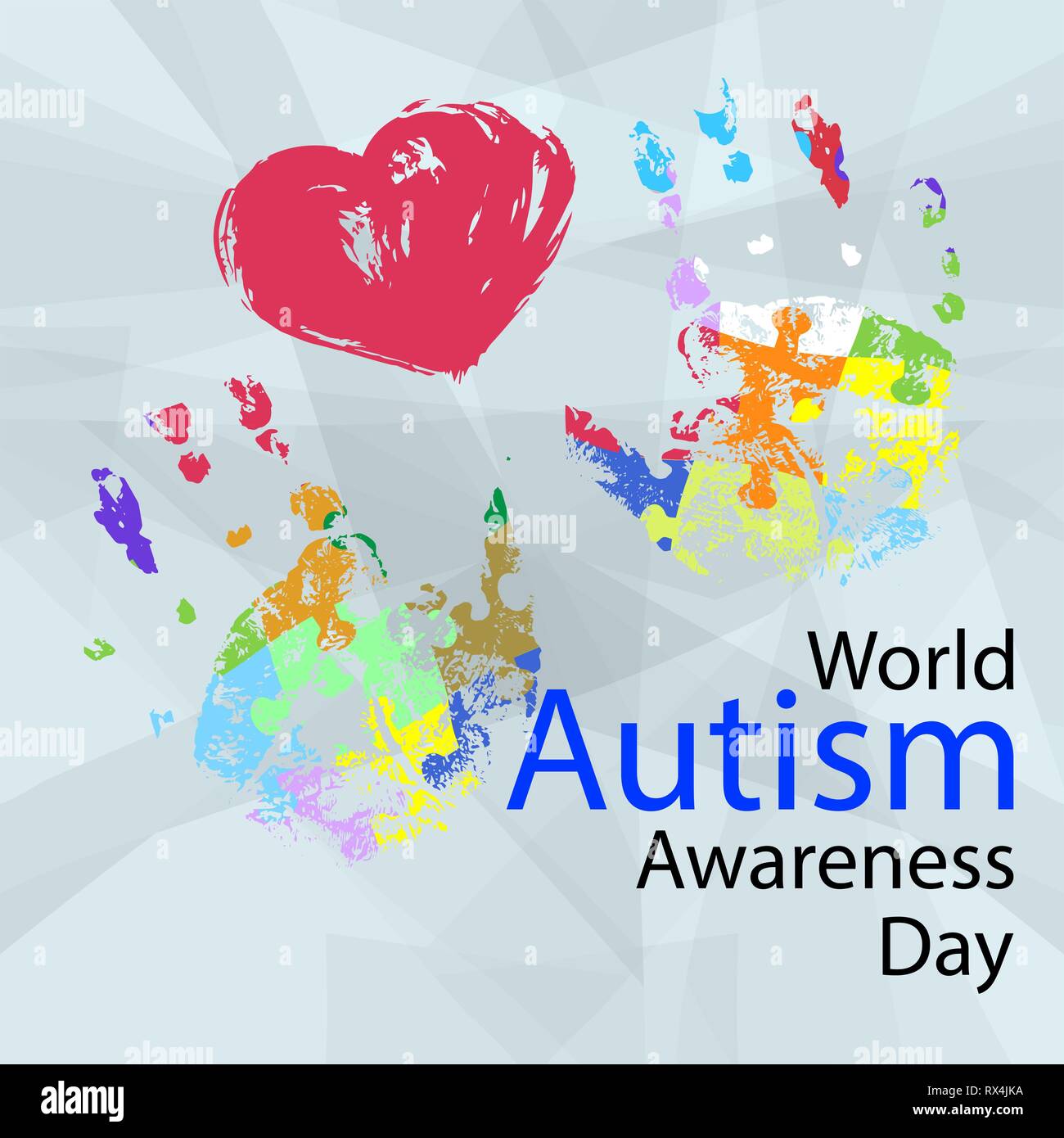World autism awareness day. Symbolic prints of children's palms from ...