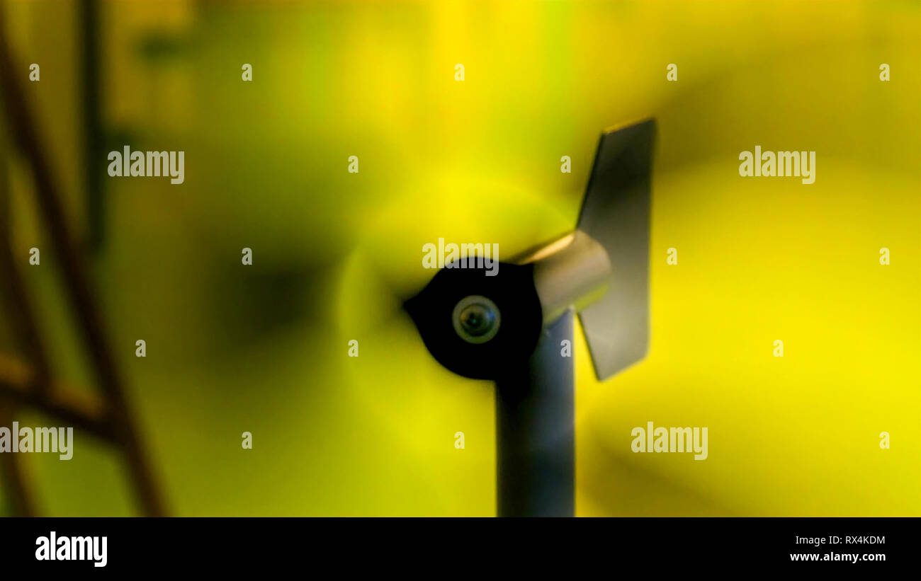 A fan propeller rotating so fast. The blades are so fast that it moves ...