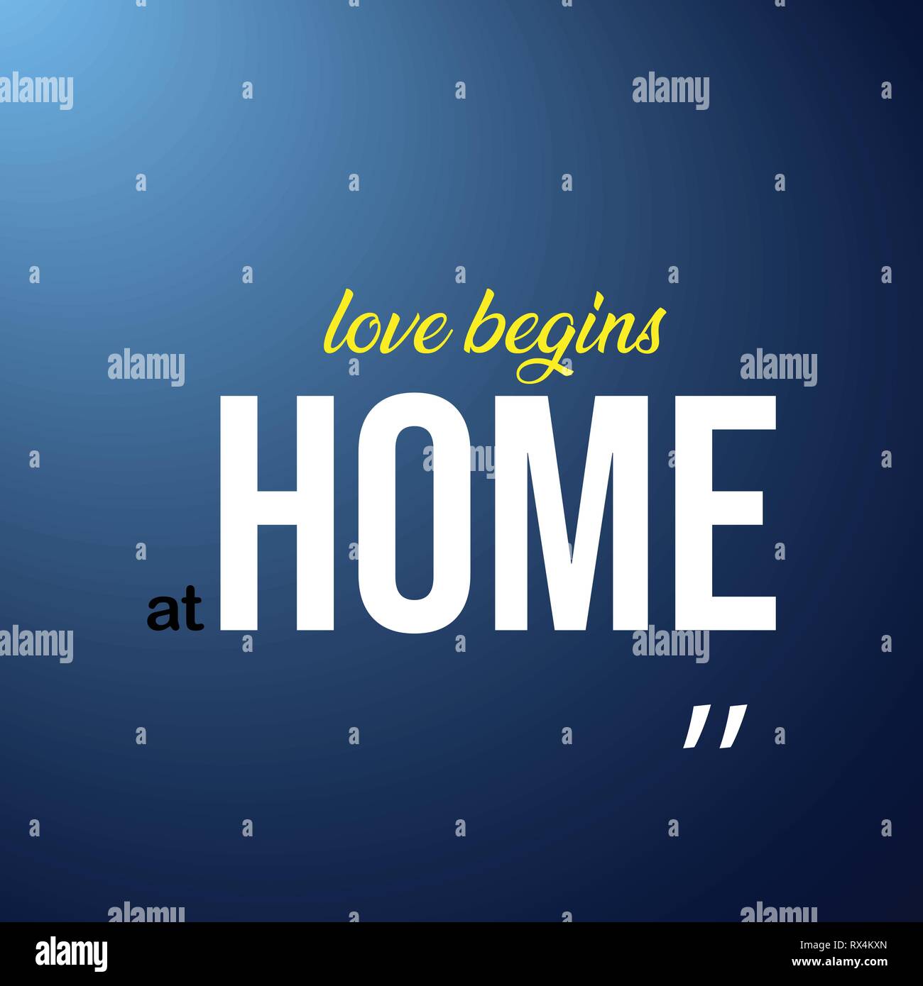 love begins at home. Love quote with modern background vector ...