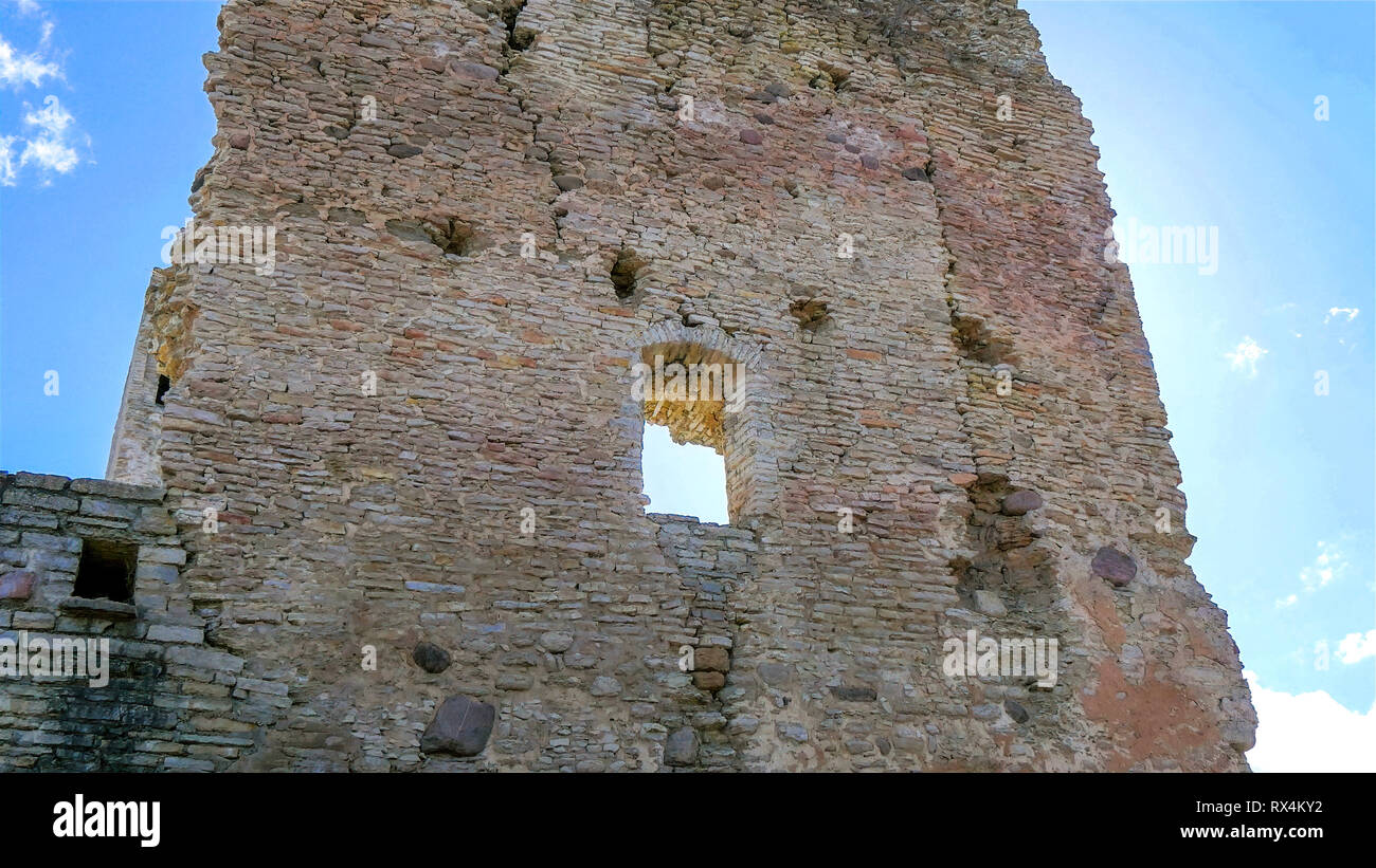 Wreckage of the old big castle in Estonia. It has big brick walls and ...
