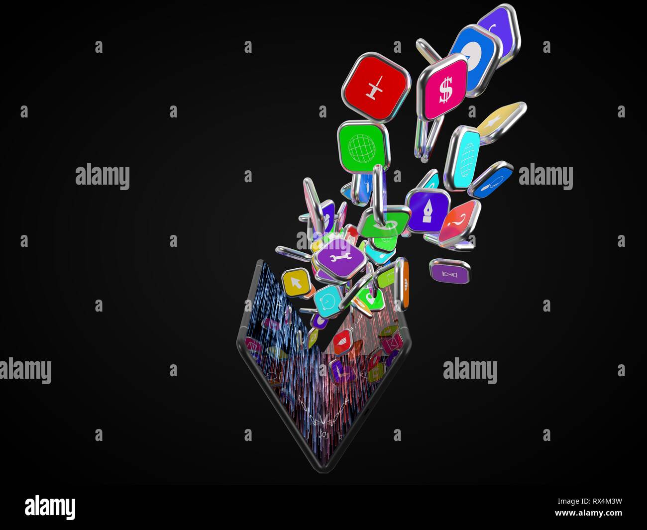 smartphone icons extracting from Foldable smartphone. telephone and ...