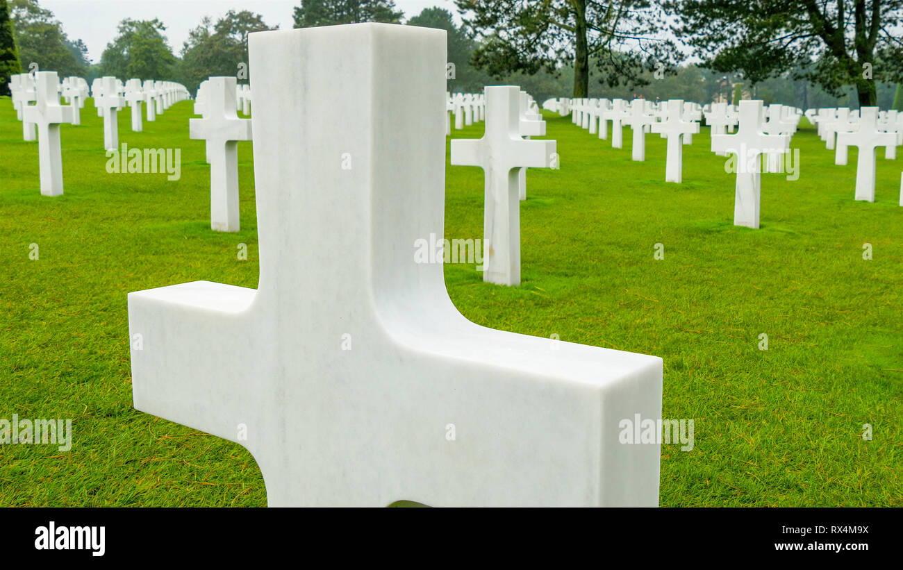 Lots of white cross from the Normandy American Cemetery. There lies the ...