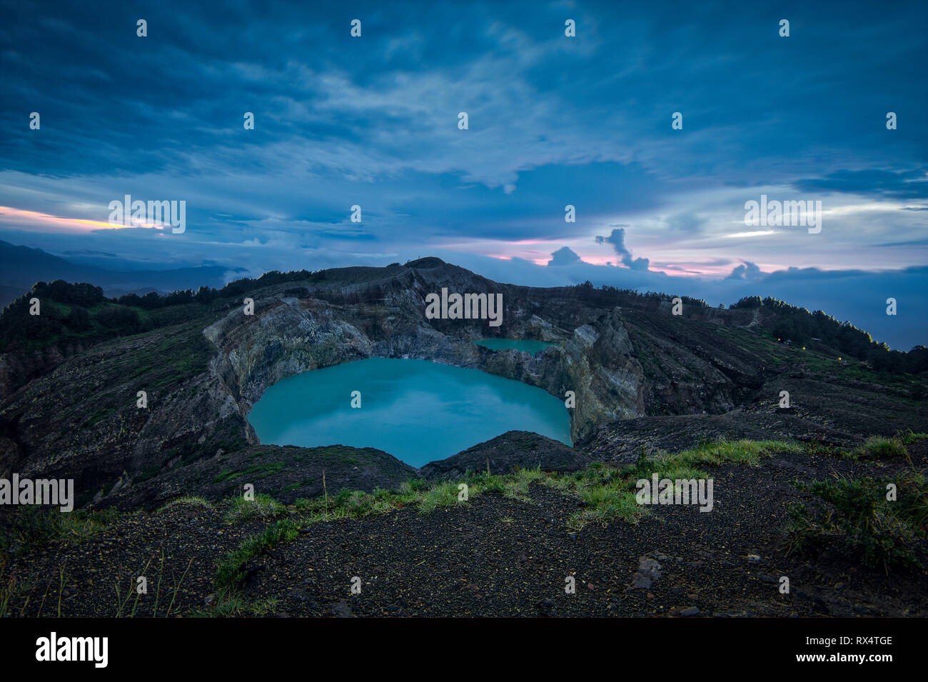 Tri-coloured Lakes at Mount Kelimutu on Flores Island in Indonesia ...