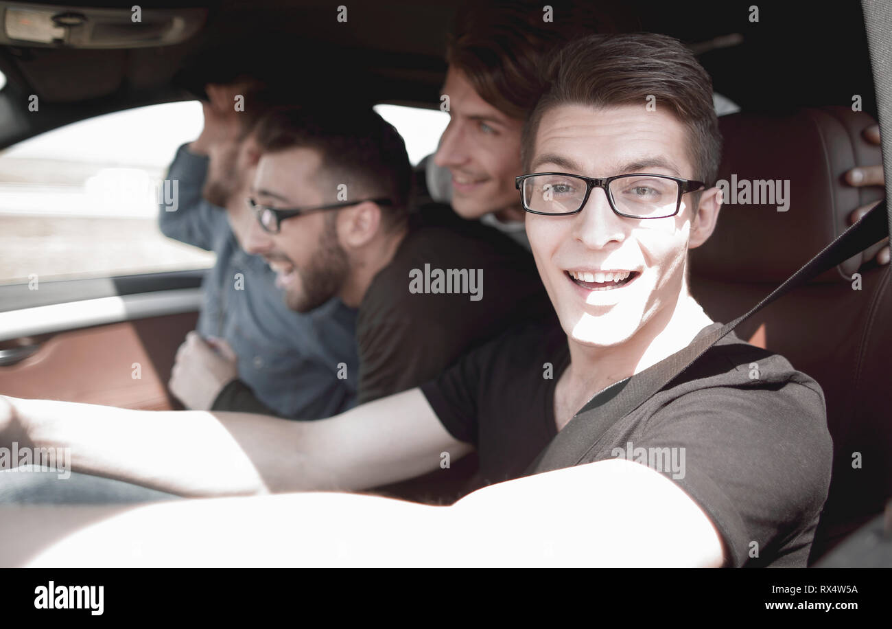 Side View Of Man Driving Open Top Car Stock Photo - Alamy