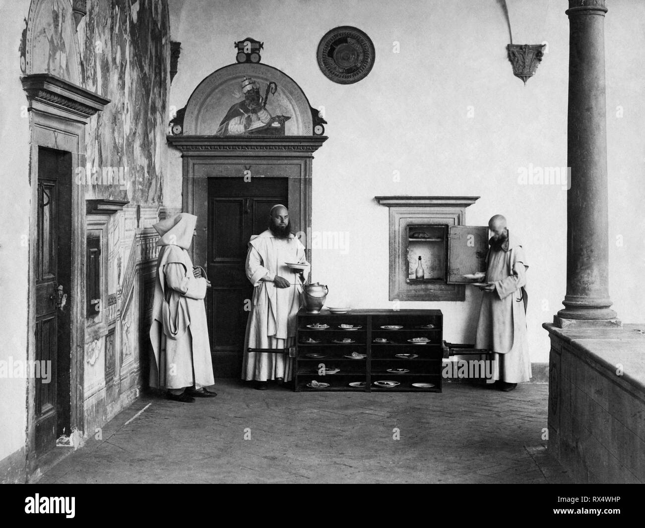 tuscany, florence, certosa di galluzzo, Cistercian monks during the ...