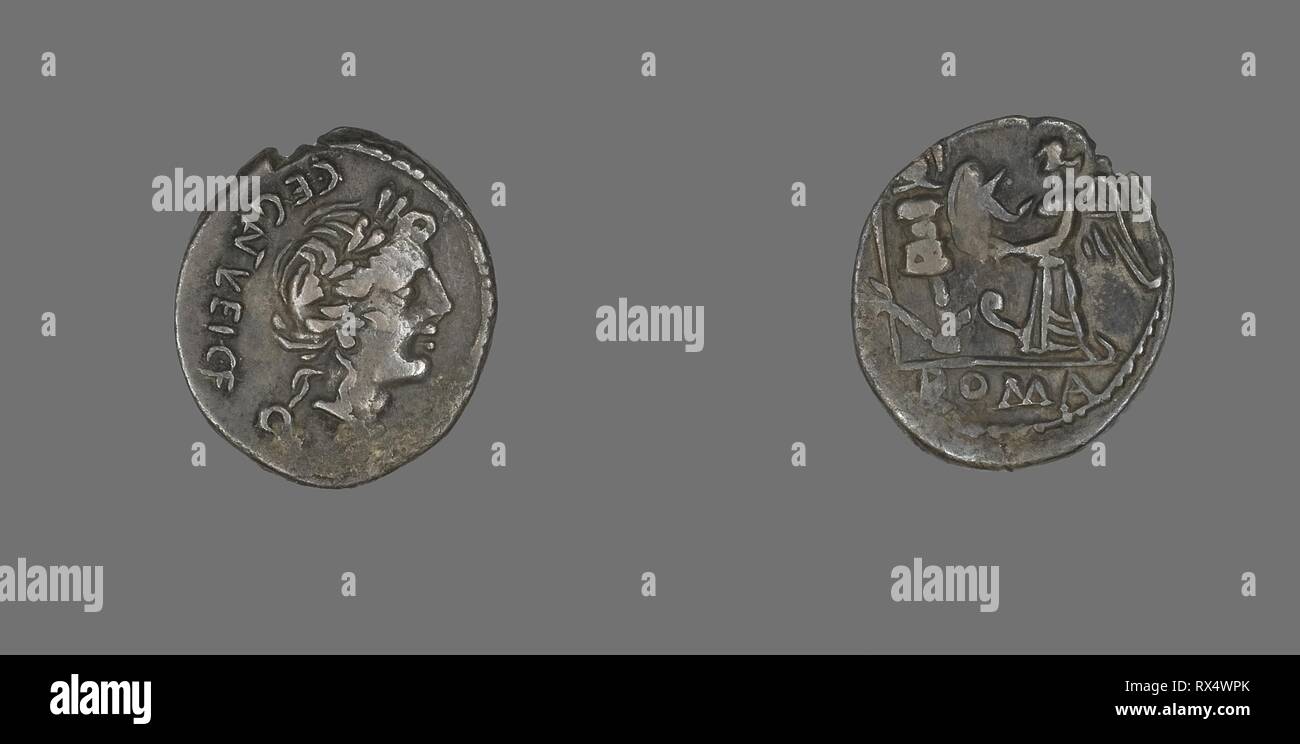 Quinarius (Coin) Depicting the God Apollo. Roman. Date: 97 BC ...