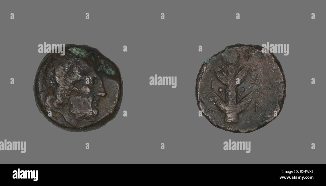 Coin Depicting the God Zeus Ammon. Greek; Cyrenaicia, North Africa ...