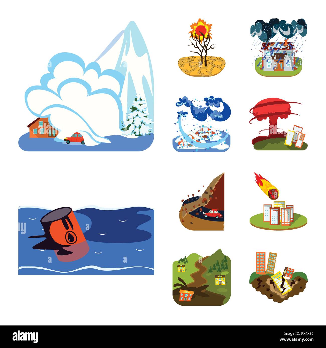 Isolated object of cataclysm and disaster sign. Collection of cataclysm ...