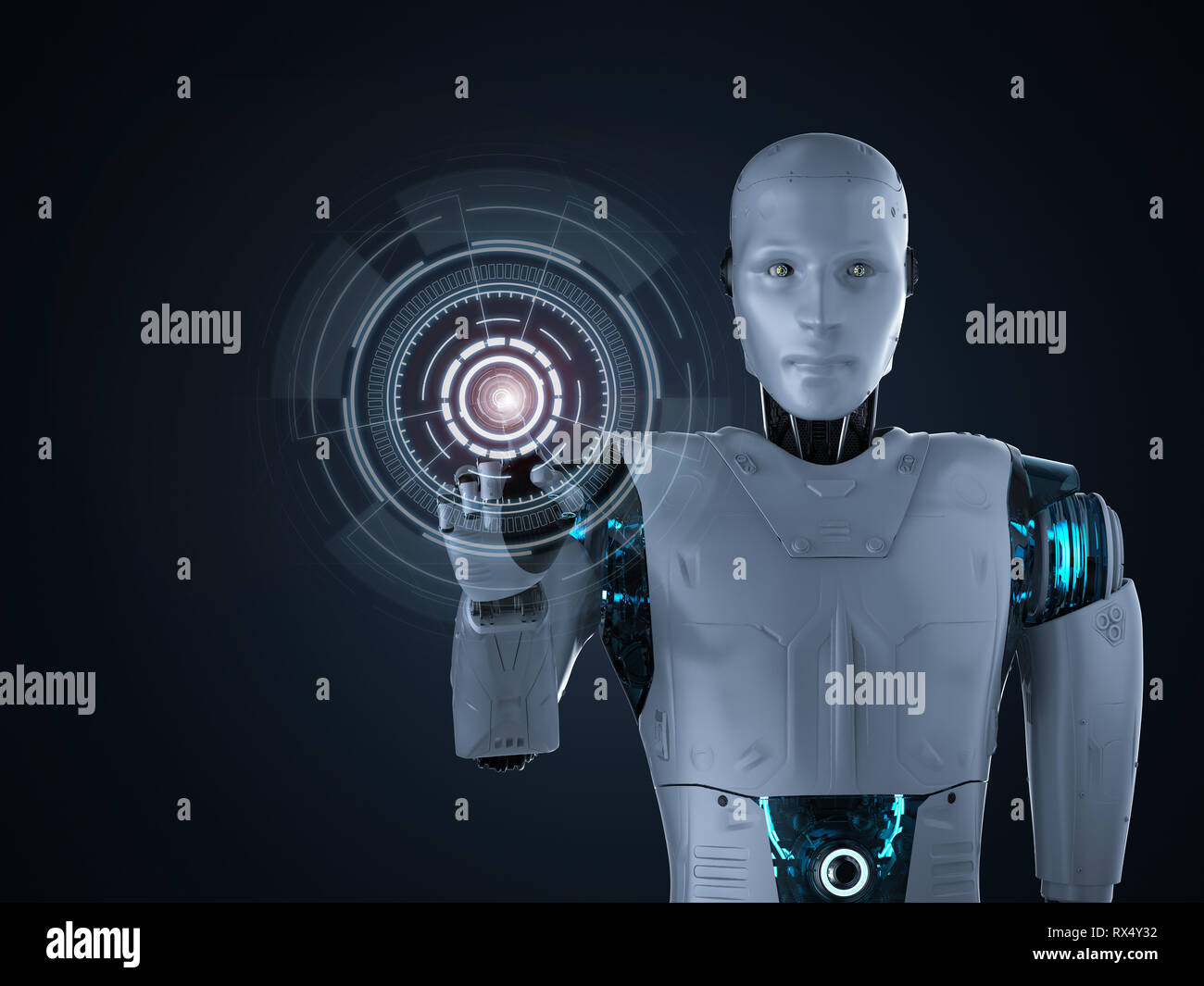 3d rendering robot with hud graphic display Stock Photo - Alamy