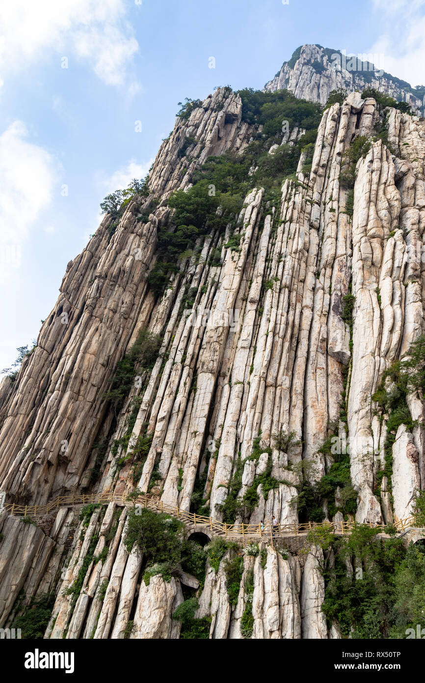 Trail and cliffs in Songshan Mountain, Dengfeng, China. Songshan is the ...