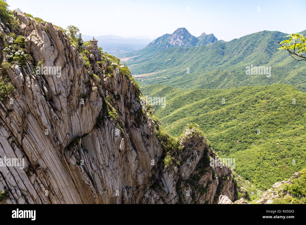 Sanhuang Basilica on a cliff on the top of Songshan Mountain, Dengfeng ...
