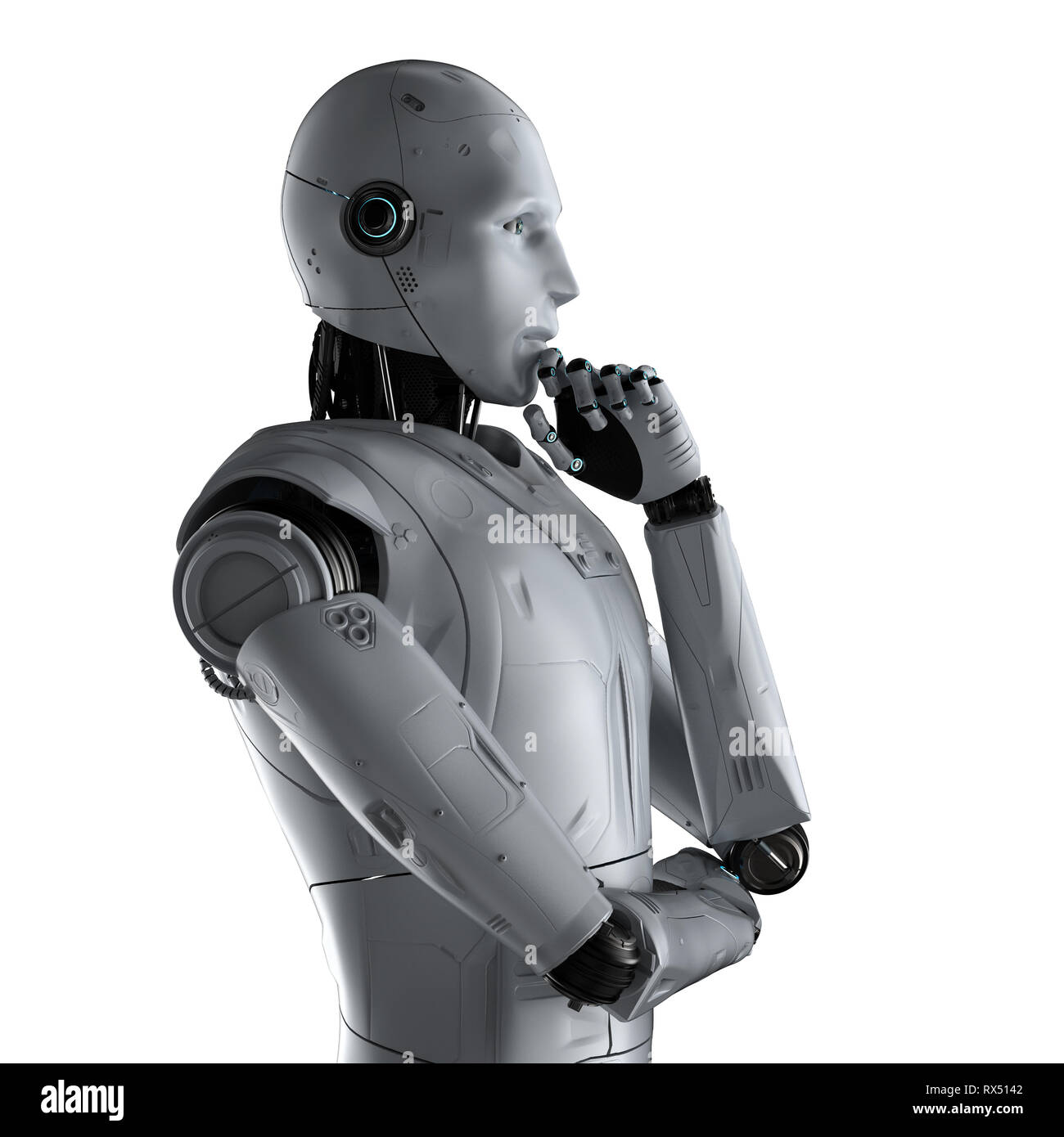 Automation analysis technology concept with 3d rendering cyborg think ...