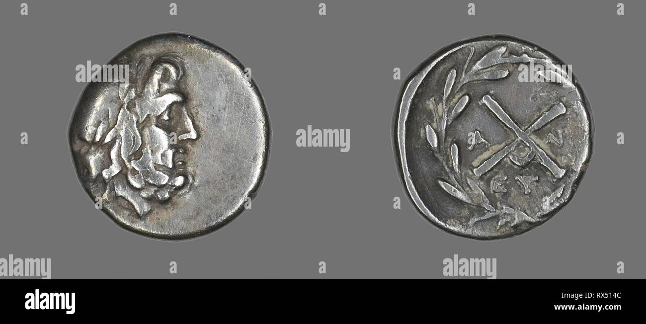 Hemidrachm (Coin) Depicting the God Zeus Amarios. Greek. Date: 222 BC ...