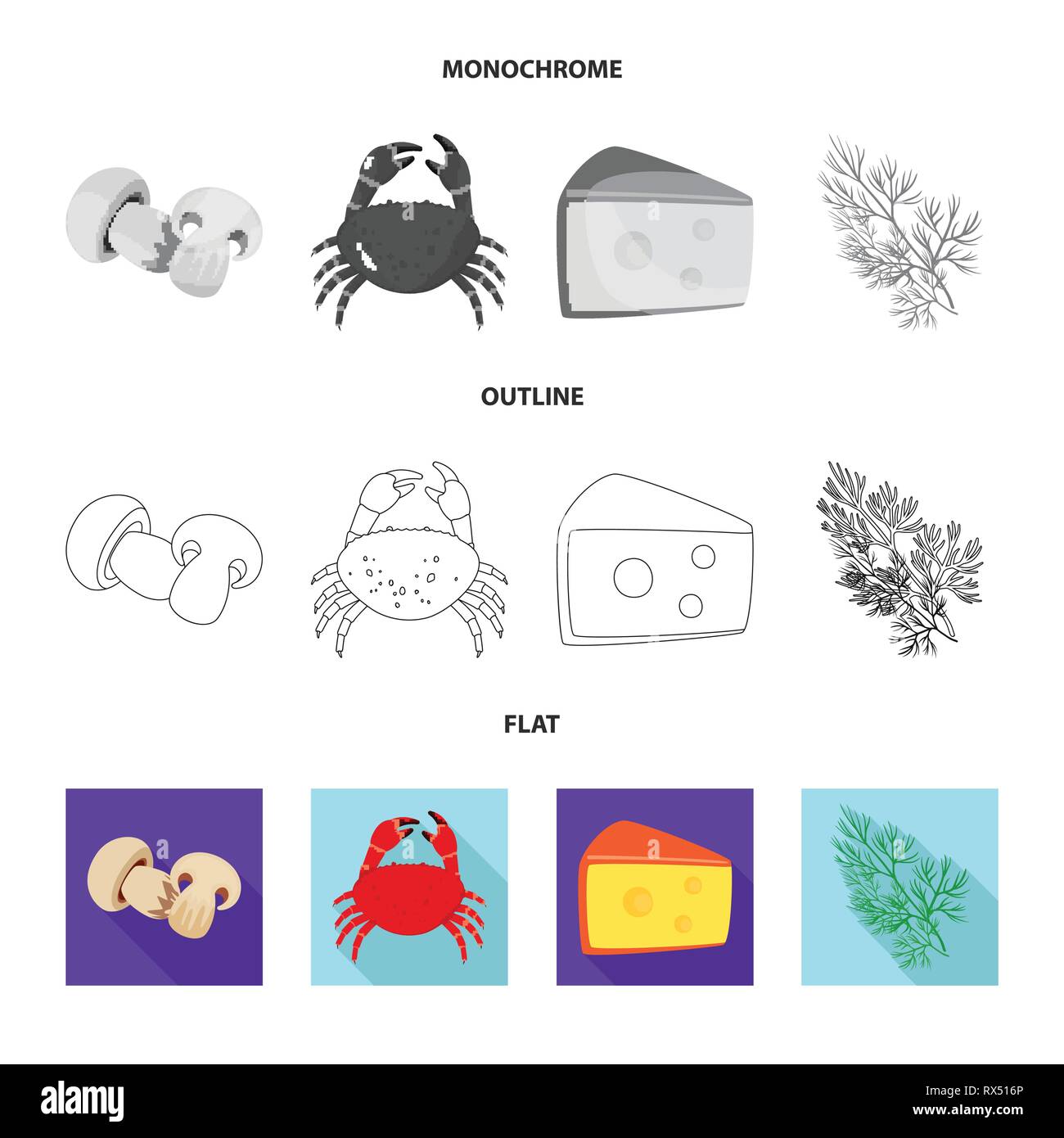 mushroom,crab,cheese,dill,champignon,seafood,block,greenery,raw,shell ...