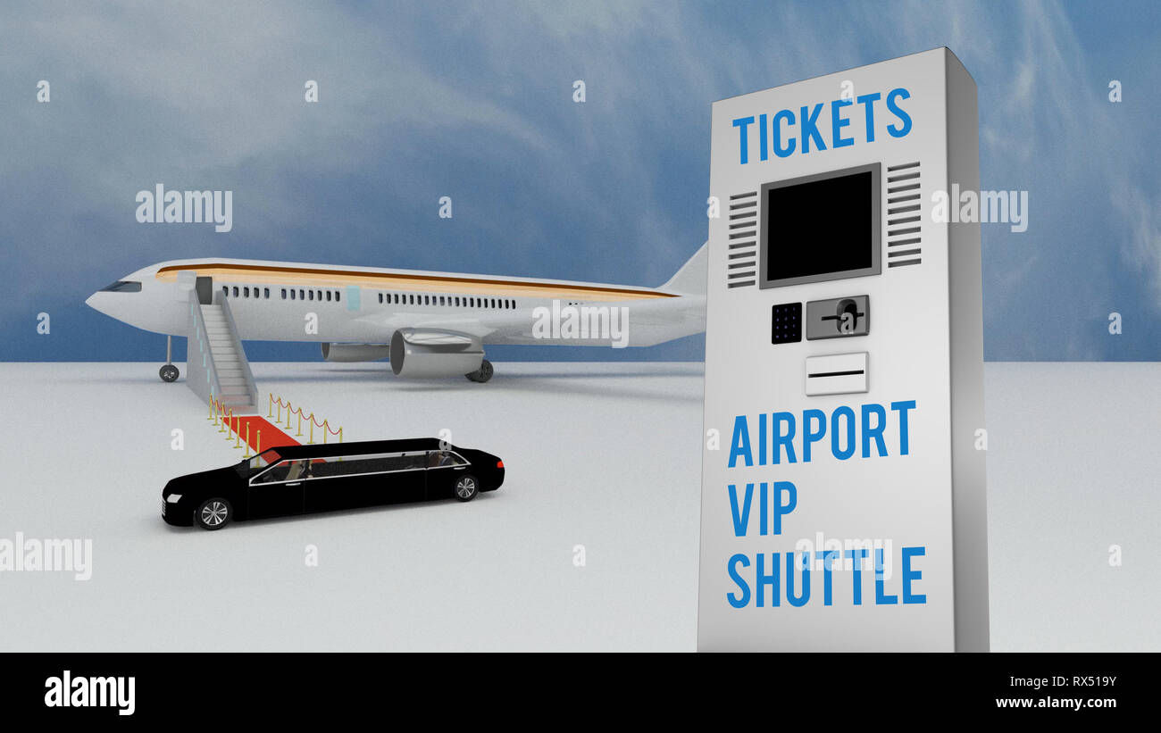 Stretch limousine delivering VIP airport passengers to a red carpet ...