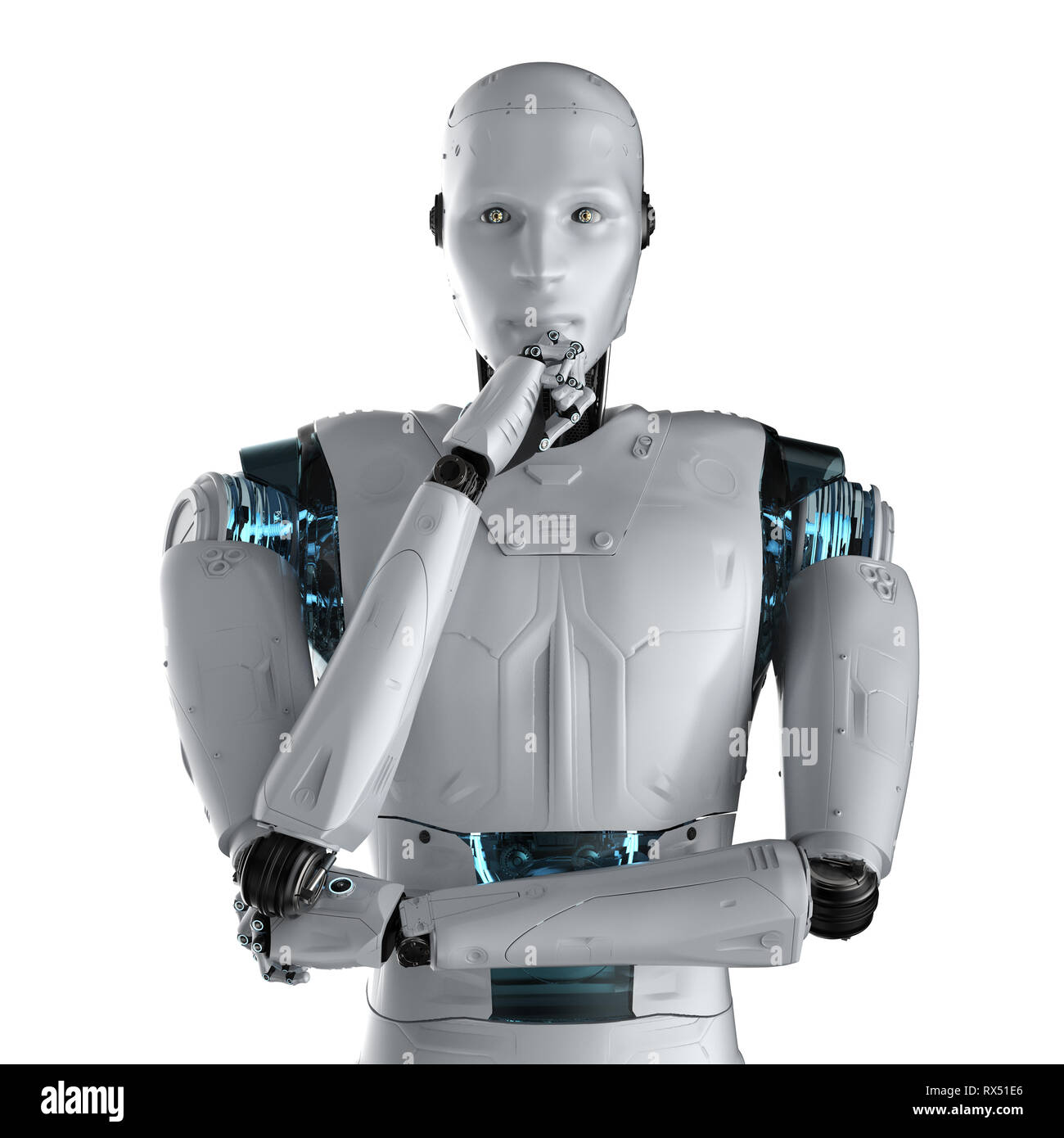 Automation analysis technology concept with 3d rendering cyborg think ...