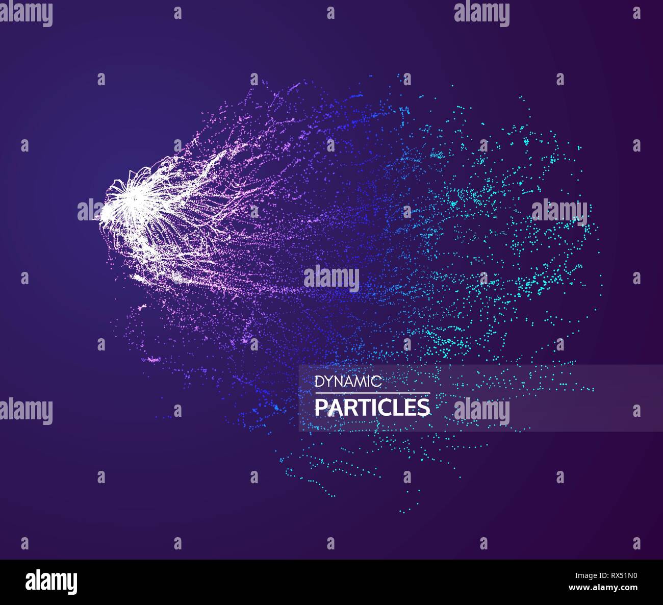 Array with dynamic particles. 3d futuristic technology style. Abstract background. Vector ...