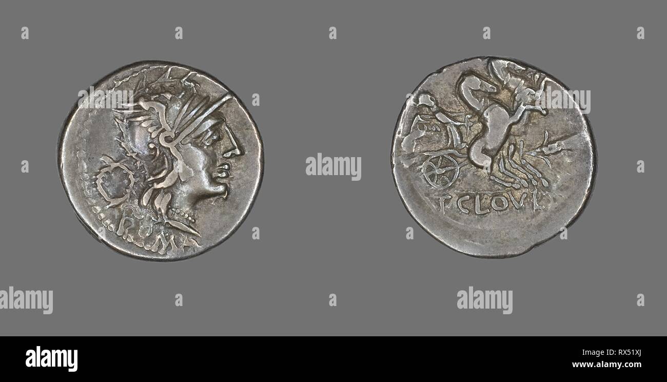Denarius (Coin) Depicting the Goddess Roma. Roman. Date: 128 BC ...