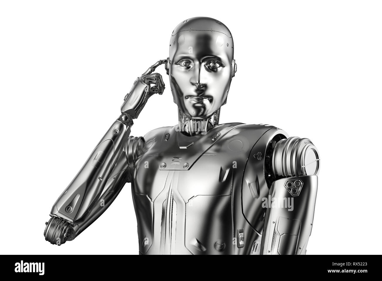 Automation analysis technology concept with 3d rendering cyborg think ...