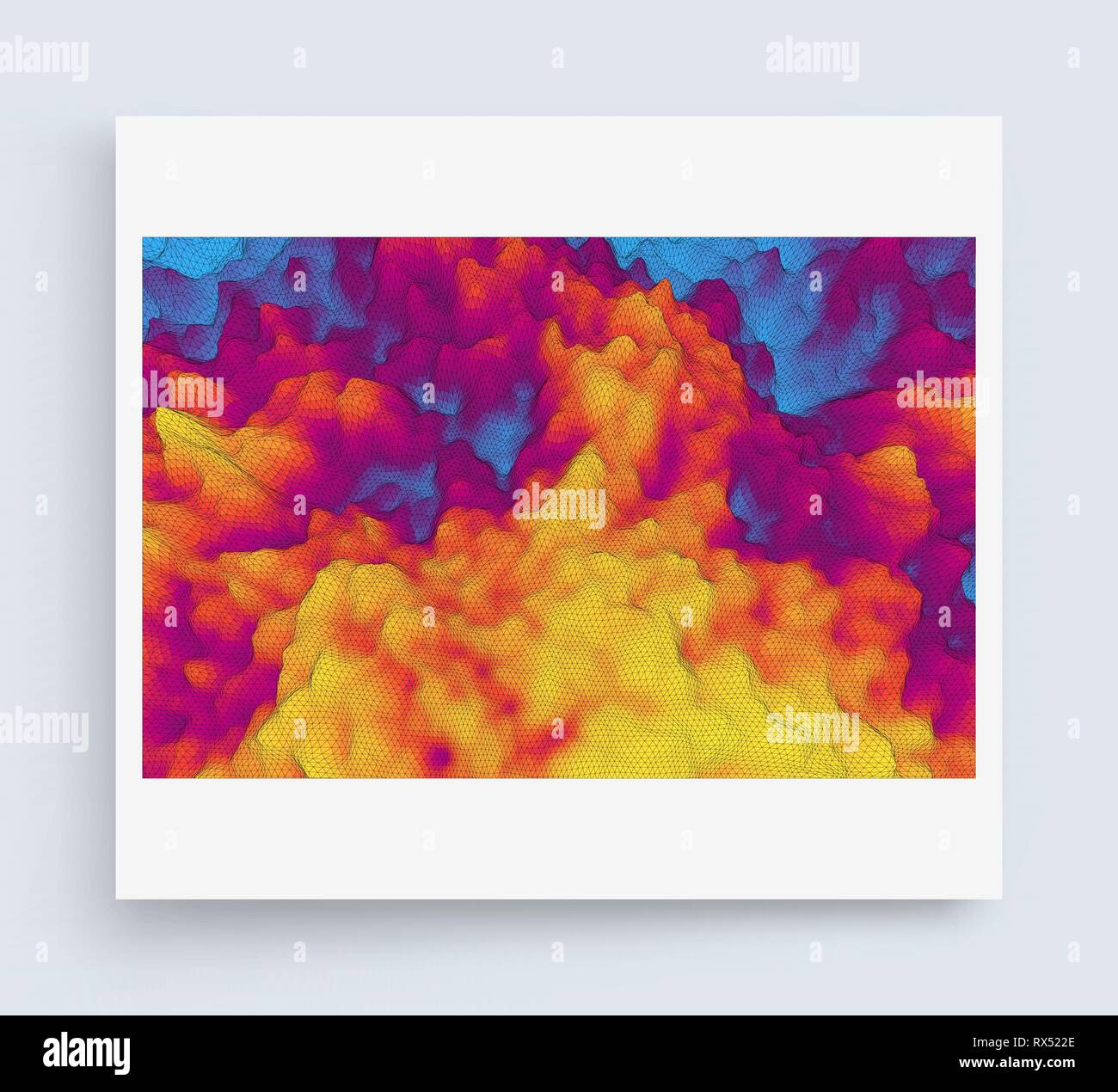 Fire and smoke. Mosaic. 3d perspective grid background texture ...