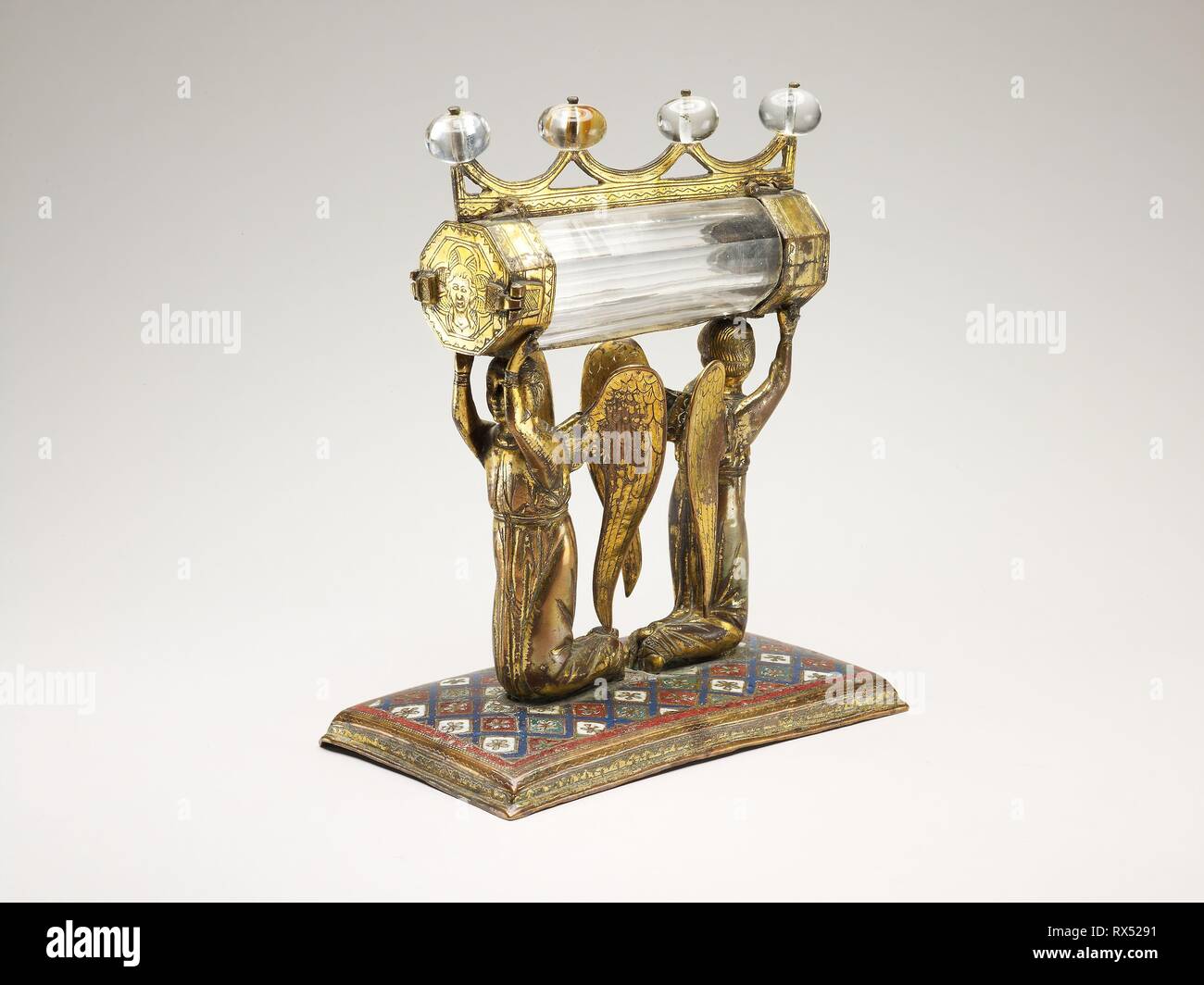 Gilt copper alloy champleve enamel rock crystal hi-res stock ...