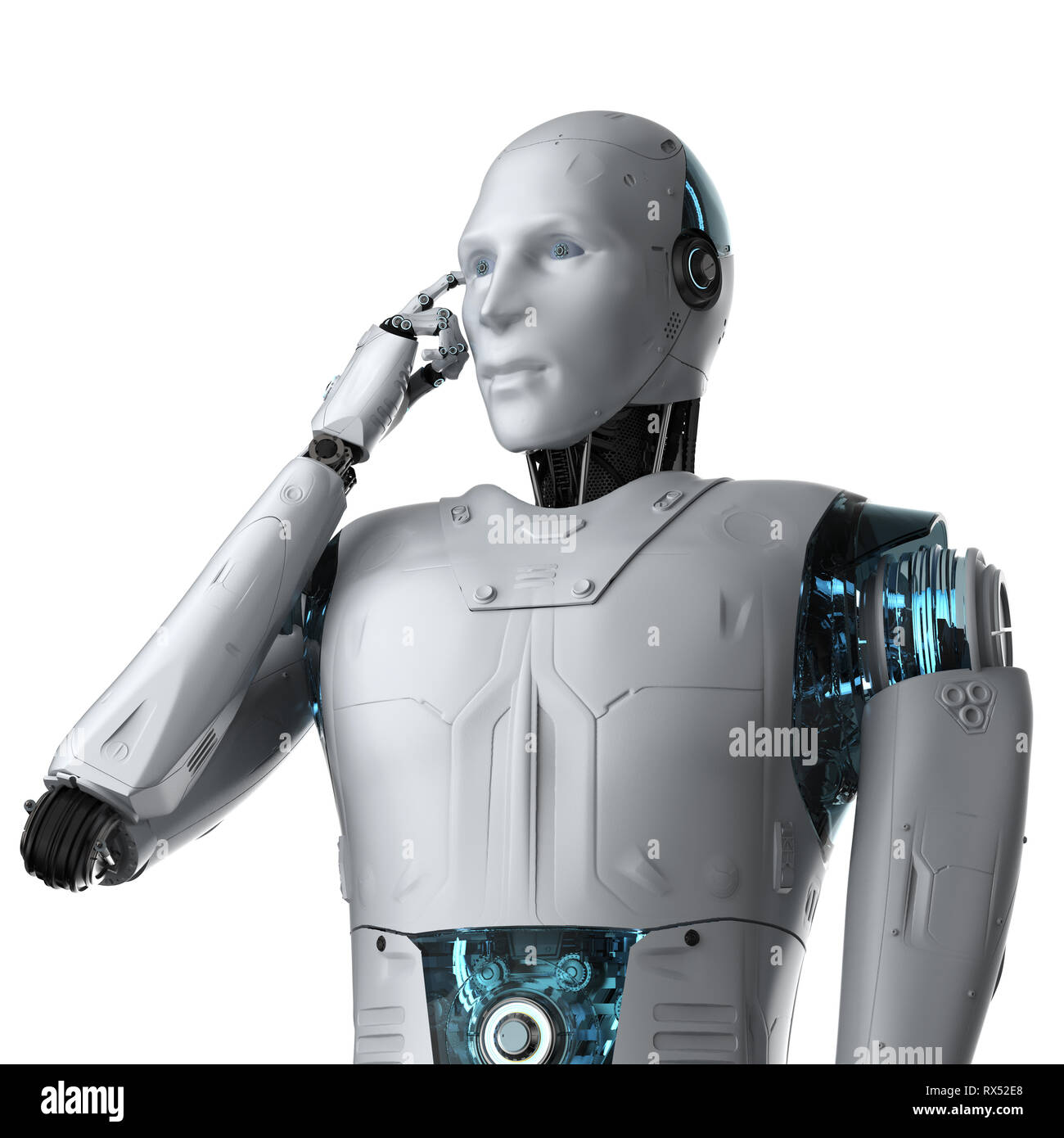 Automation analysis technology concept with 3d rendering cyborg think ...