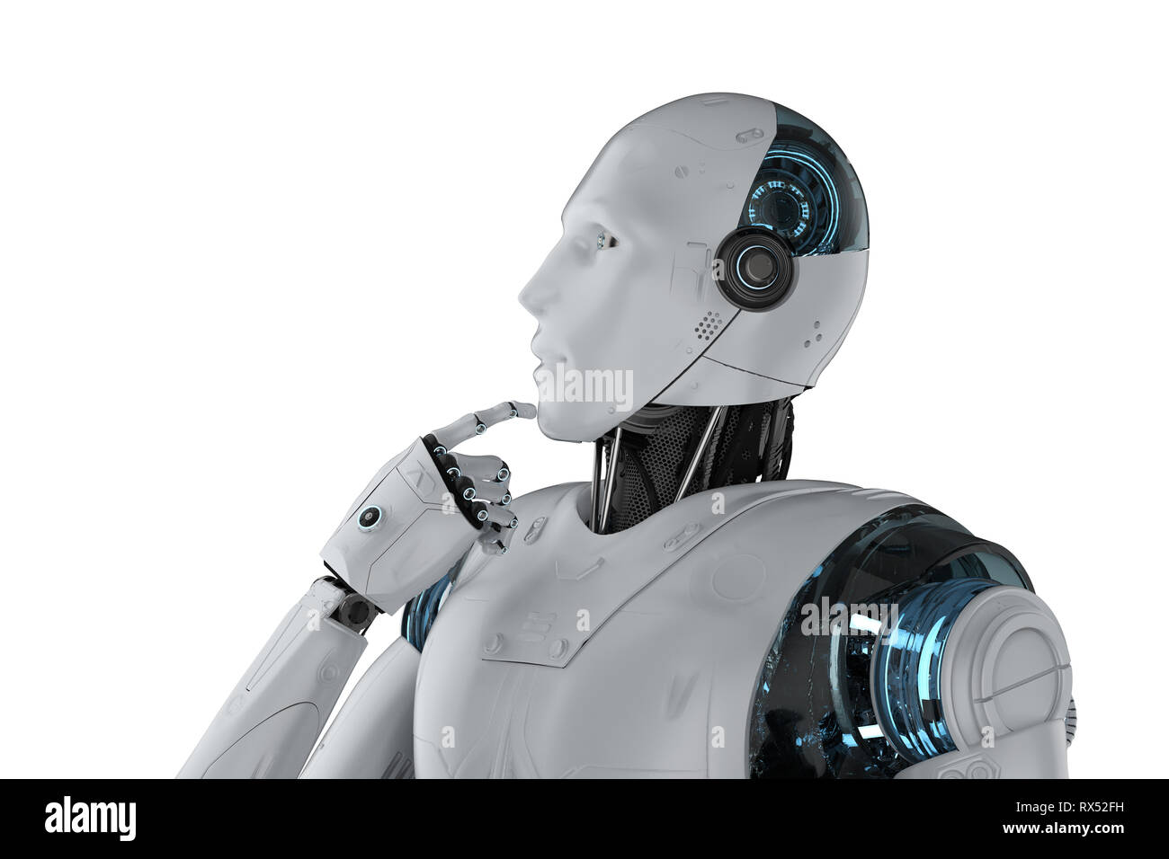 Automation analysis technology concept with 3d rendering cyborg think ...