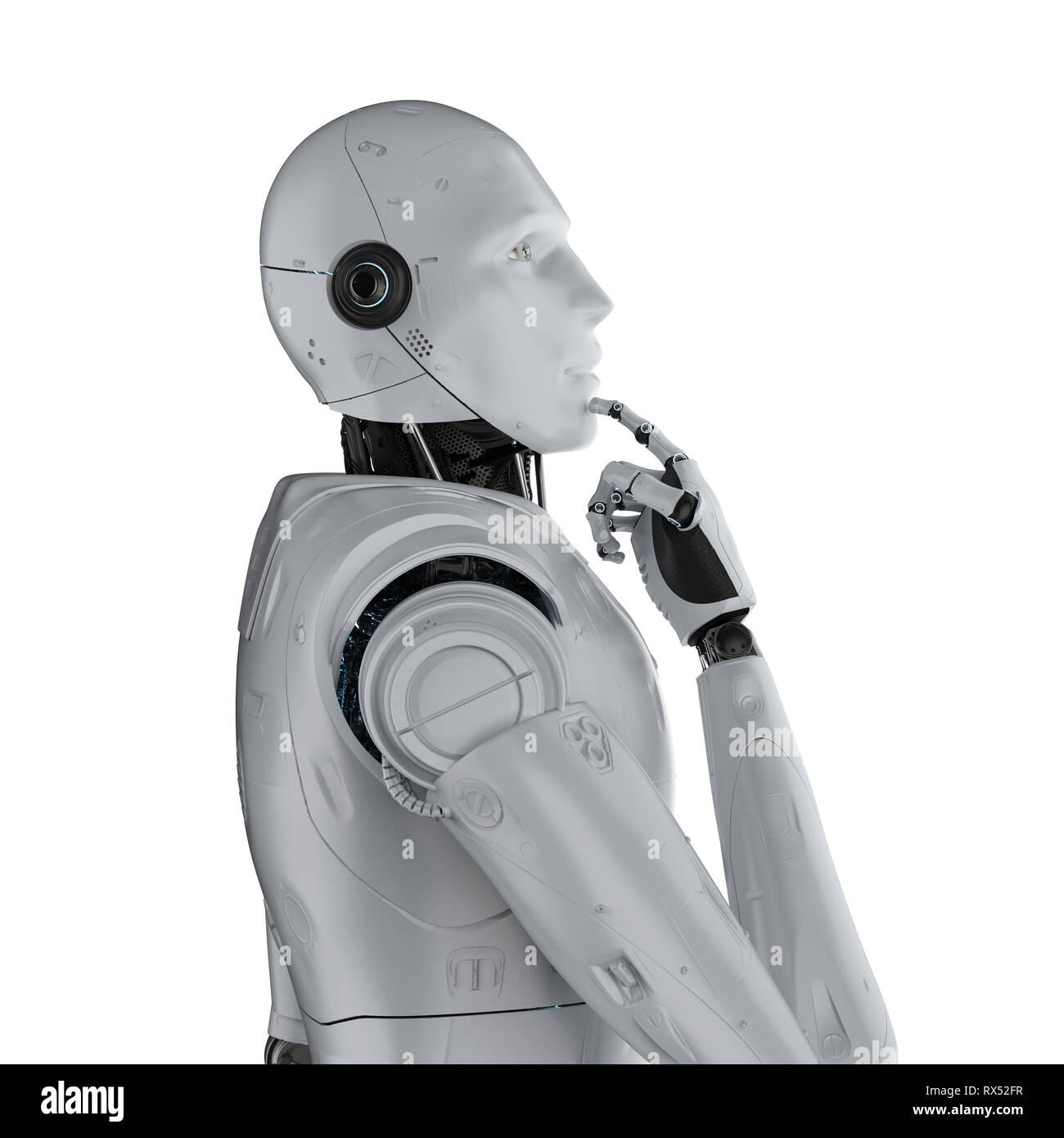 Automation analysis technology concept with 3d rendering cyborg think ...