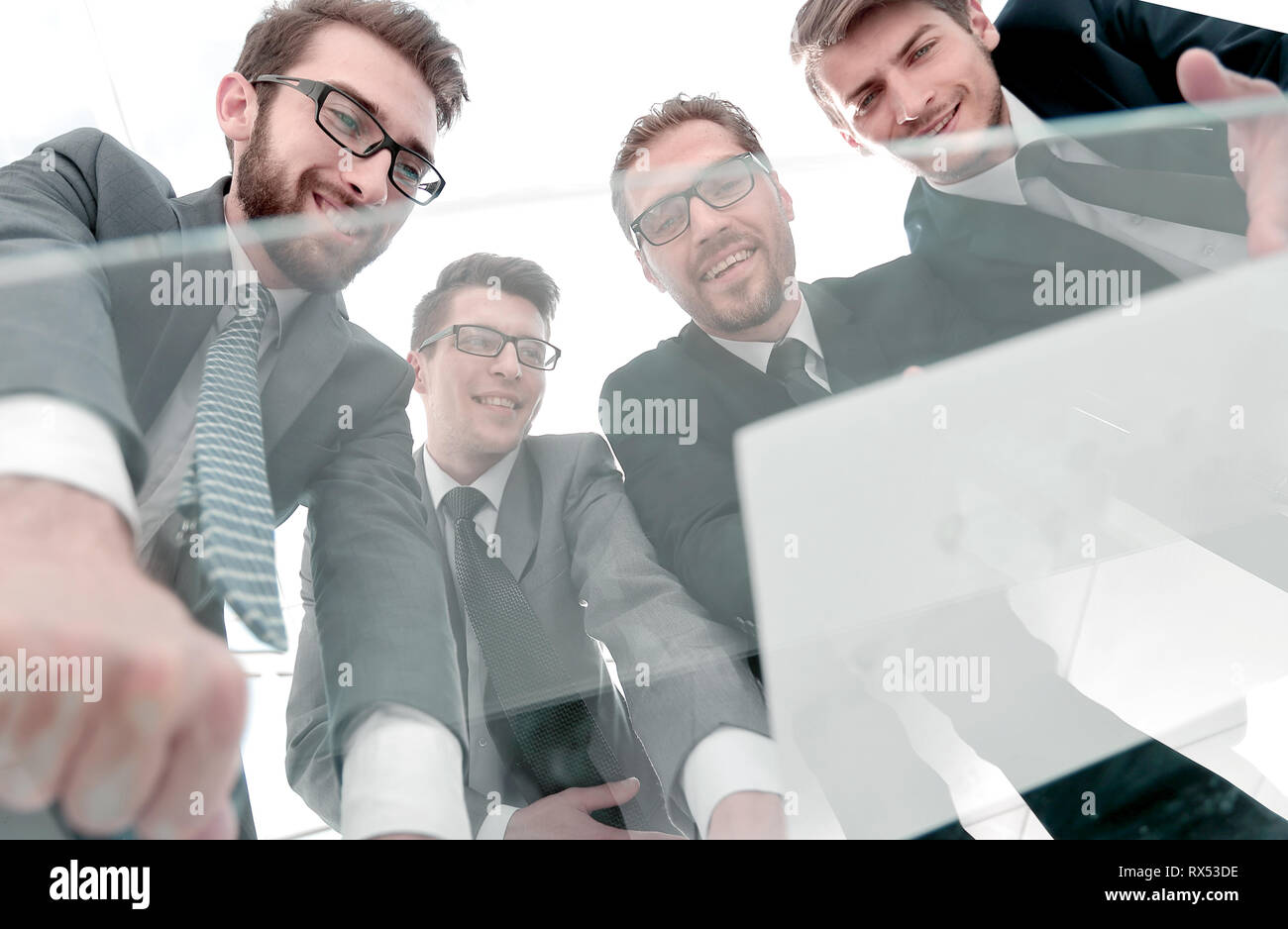 Bottom view colleagues standing hi-res stock photography and images - Alamy