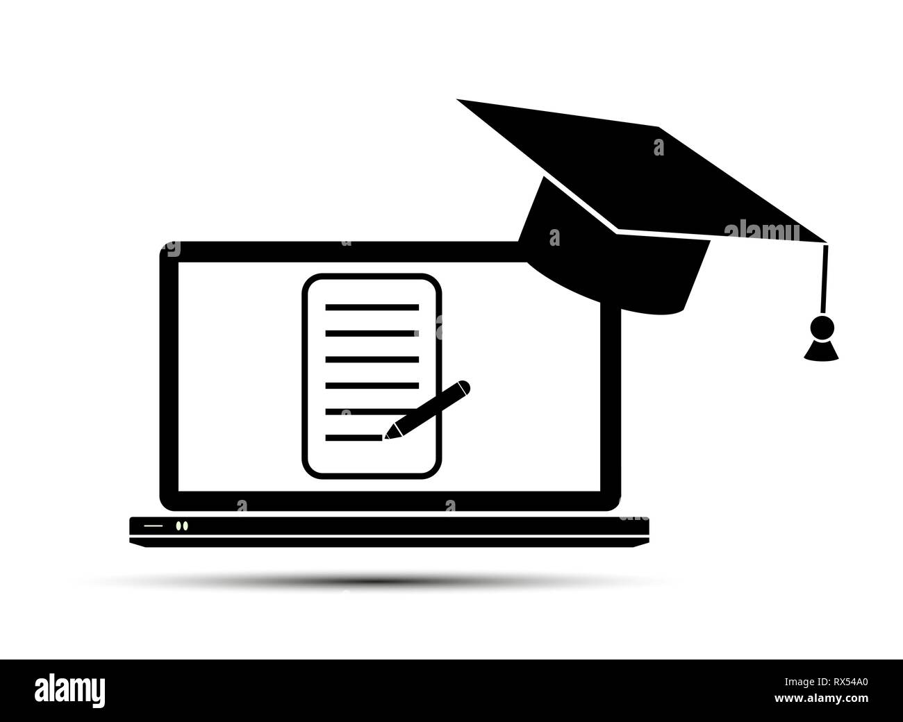 Distance training or learning concept, flat design icon Stock Vector ...