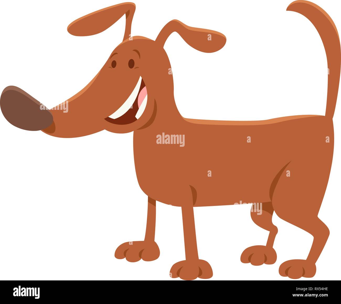 Cartoon Illustration of Happy Brown Dog Pet Animal Character Stock ...