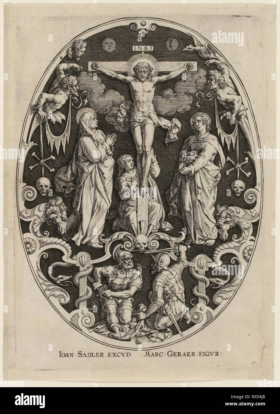 Crucifixion, from Passion of Christ. Jan Sadeler, the Elder (Flemish, 1550-1600); after Marcus ...