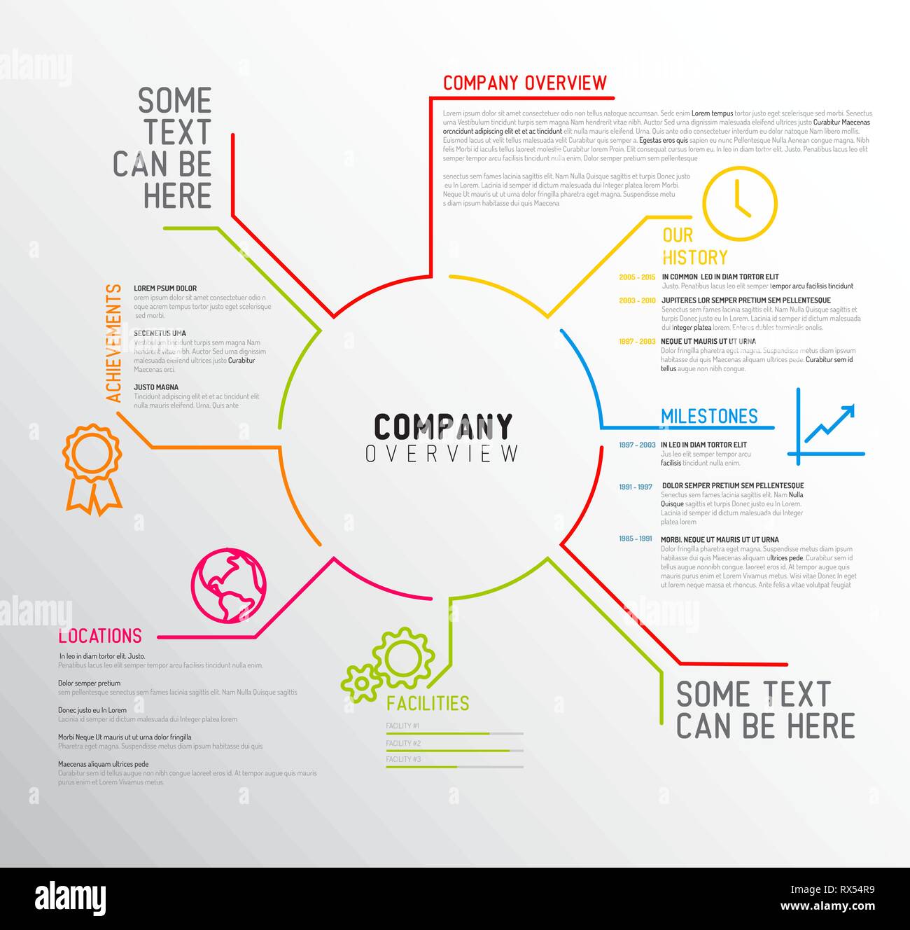 Vector Company infographic overview design template with thin line ...