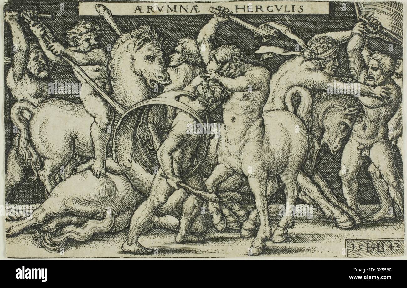 Hercules and the Centaurs, from Labors of Hercules. Sebald Beham; German, 1500-1550. Date: 1542 ...