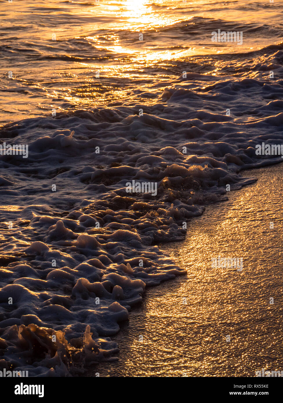 Sunset Over Atlantic Sea, Waves Hitting Tropical Beach, Eleuthera ...