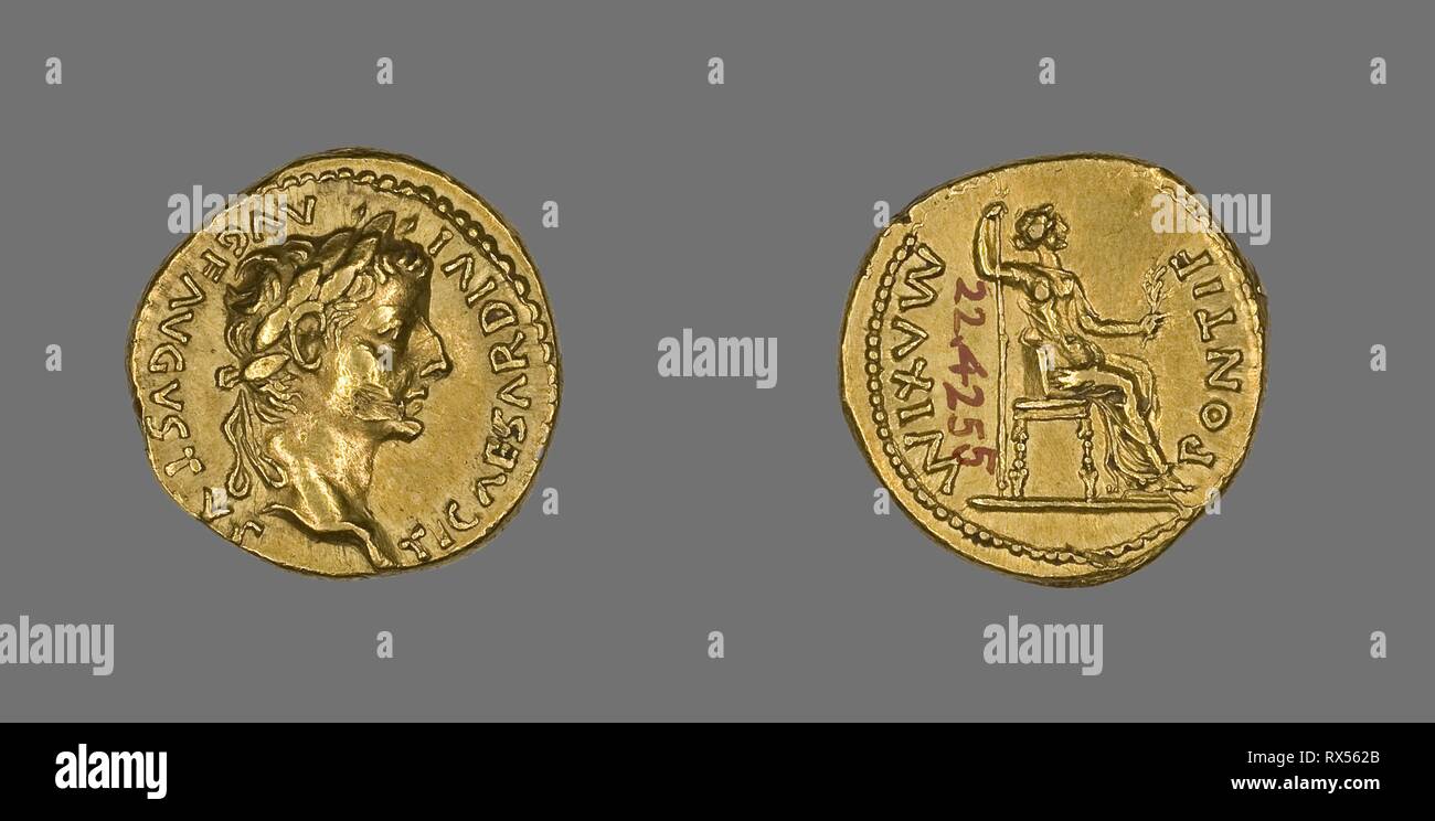 Aureus (Coin) Portraying Emperor Tiberius. Roman. Date: 26 AD-37 AD ...