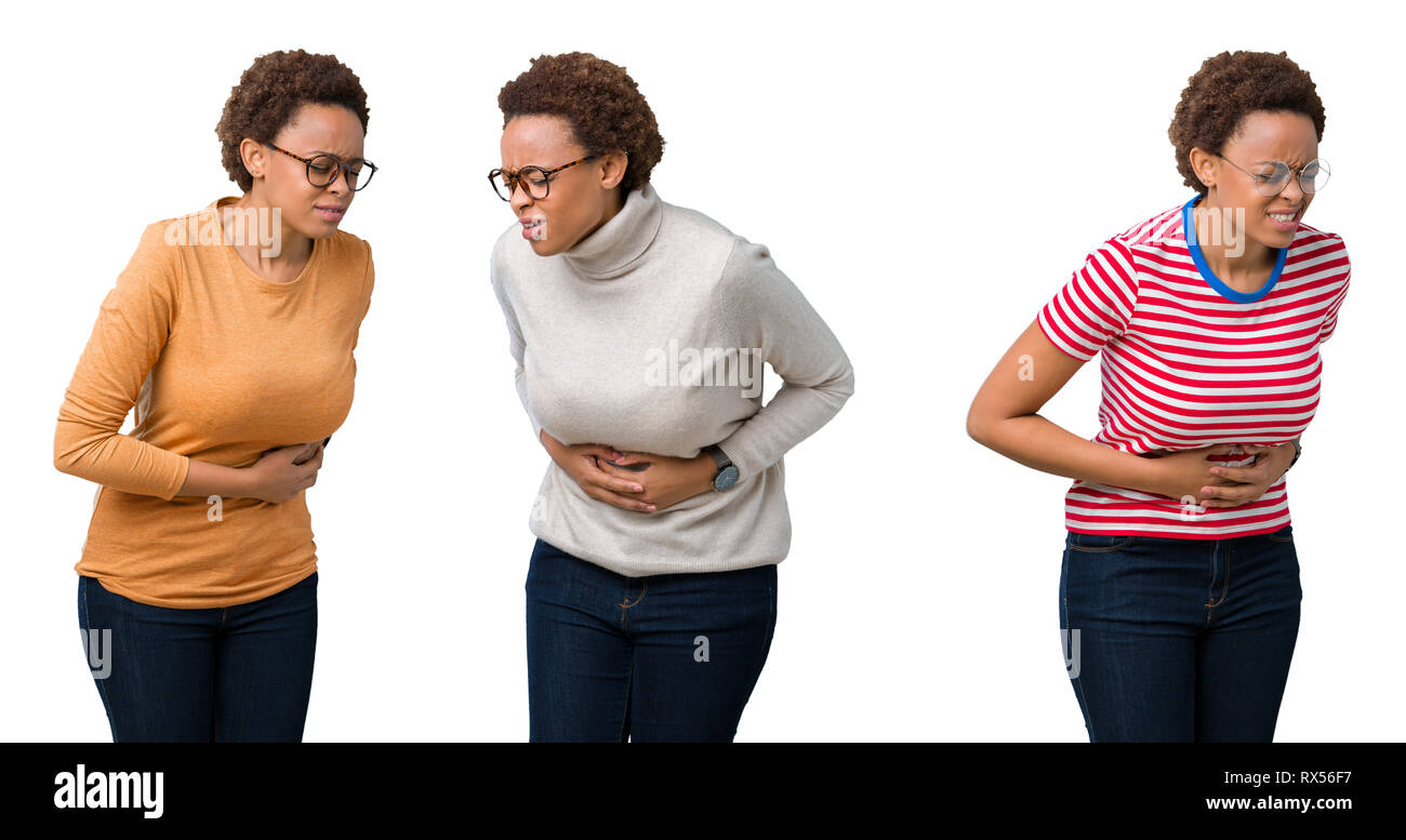 Young african american woman with afro hair wearing glasses with hand ...