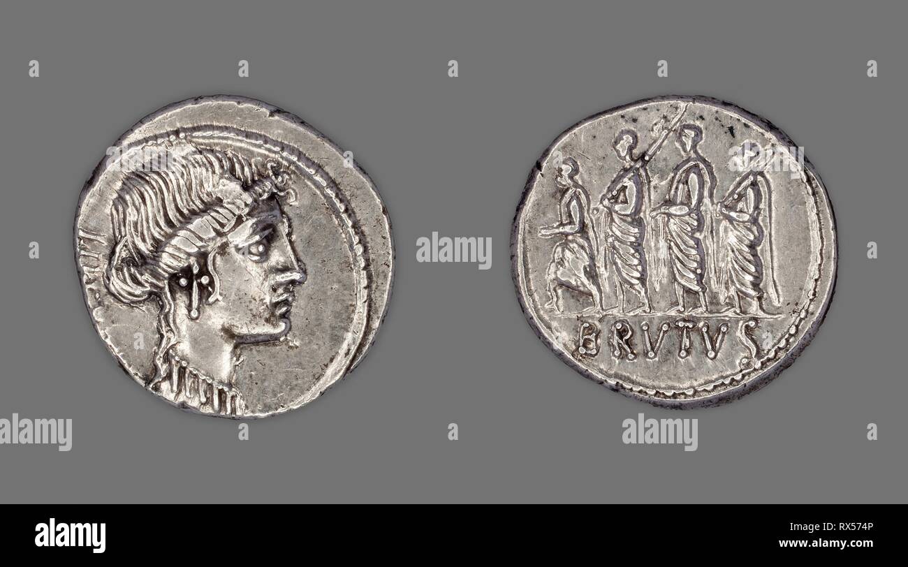 Denarius (Coin) Depicting Liberty. Roman, minted in Rome. Date: 54 BC ...