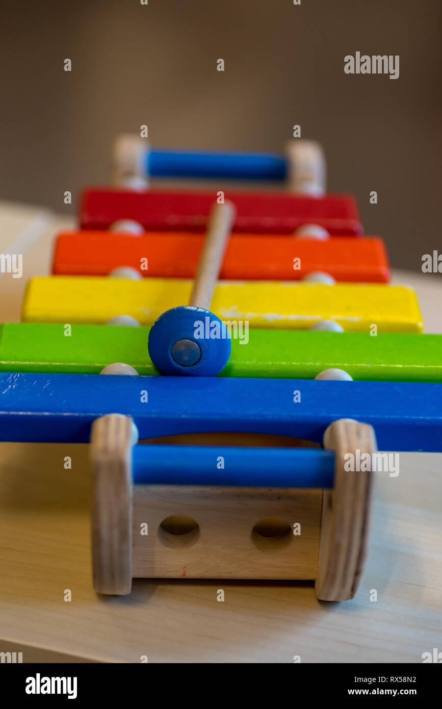 colorful xylophone for kids indoors at a preschool in sweden Stock ...