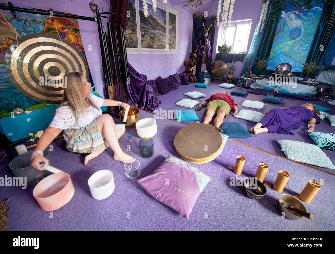 A gong bath relaxation session with Priestess Dawn Kinsella in ...