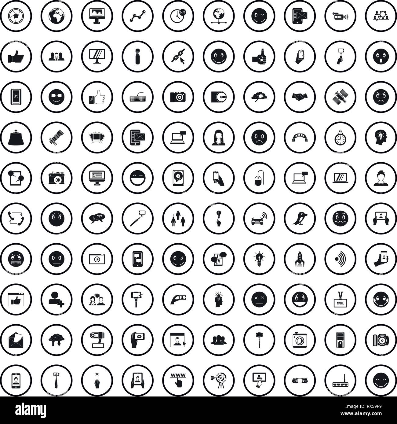100 social media icons set in simple style Stock Vector Image & Art - Alamy